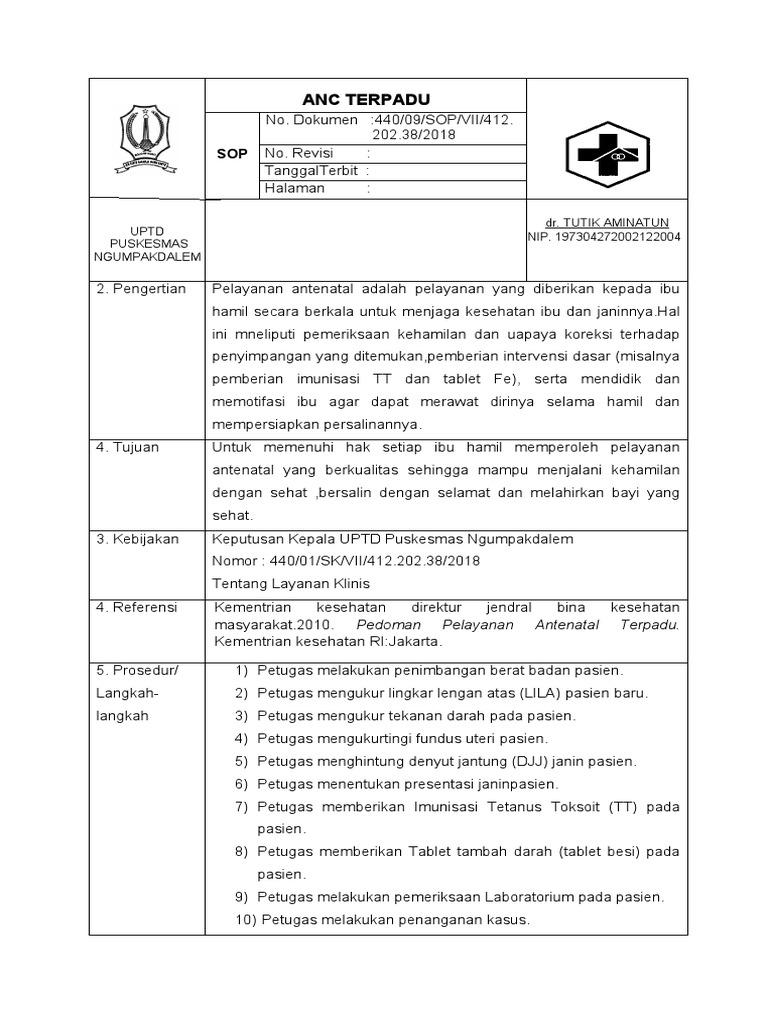 SOP Anc Terpadu | PDF