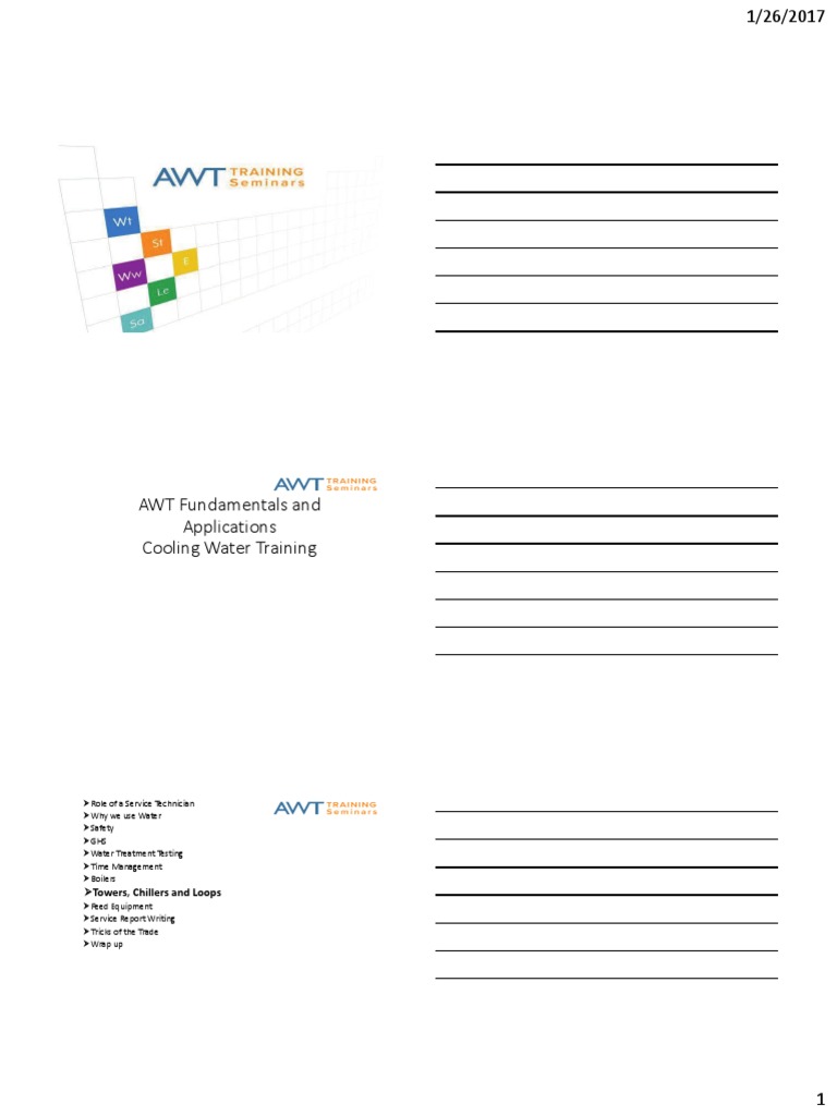 AWT Fundamentals and Applications Cooling Water Training: Towers ...