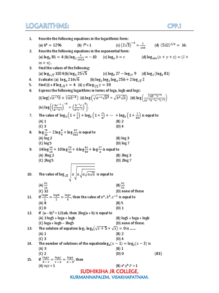 Logarithms Assignment 1 | PDF | Numbers | Logarithm