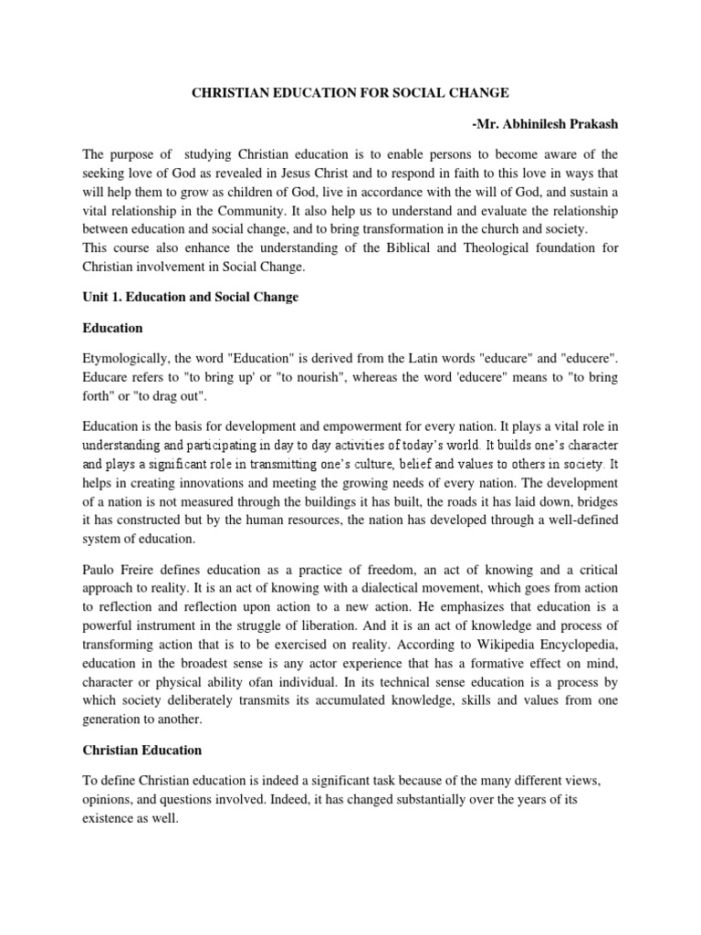 Christian Education For Social Change BD IV | PDF | Faith | Society