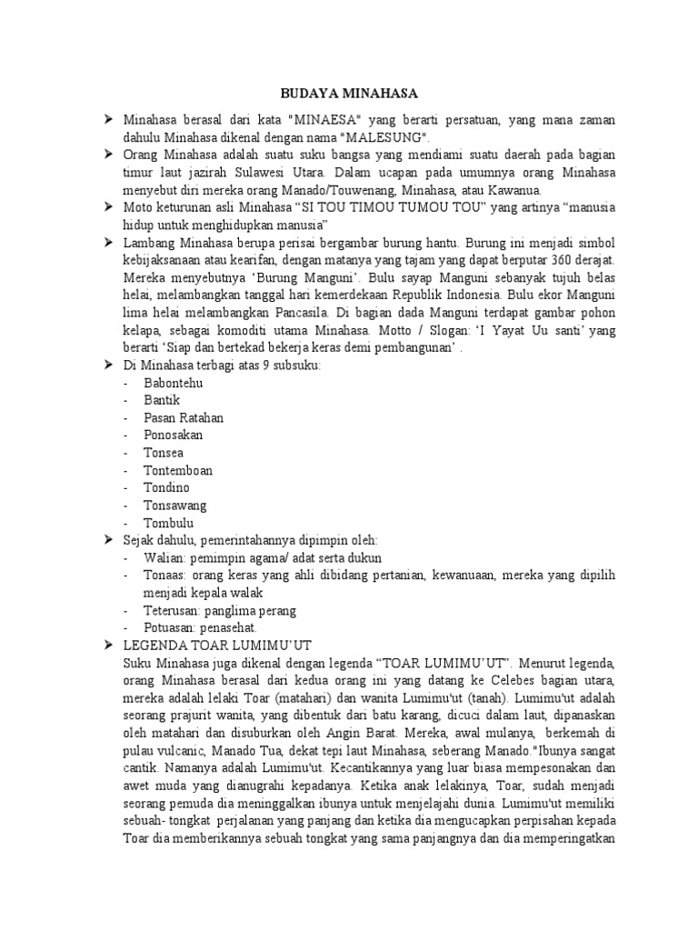 Budaya Minahasa | PDF | Sejarah | Agama & Spiritualitas