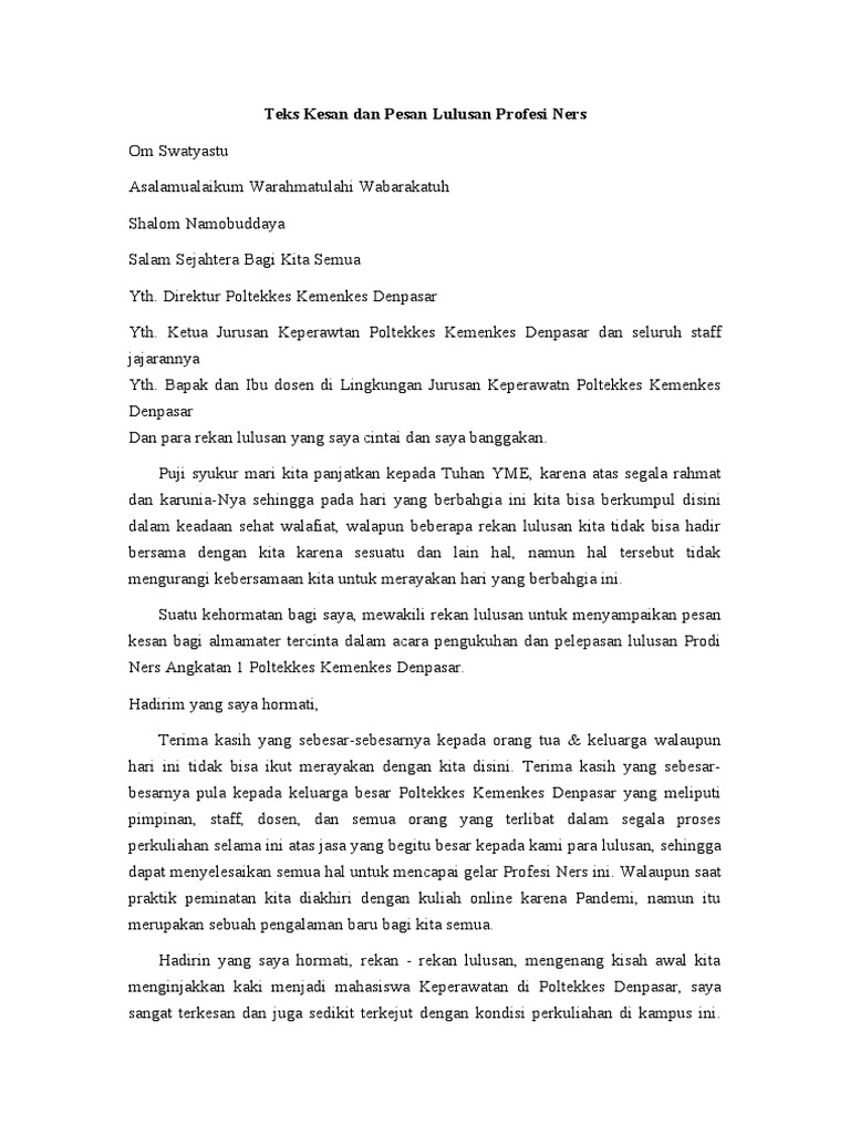 Teks Kesan Dan Pesan Wisuda | PDF