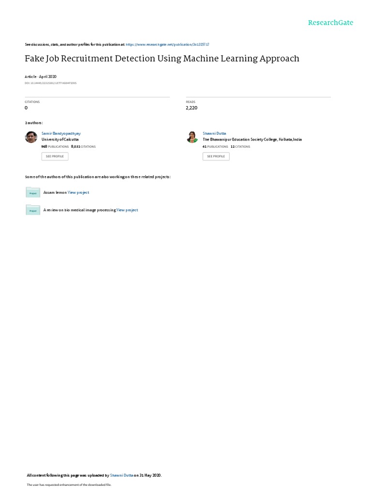 Fake Job Recruitment Detection Using Machine Learning Approach | PDF ...