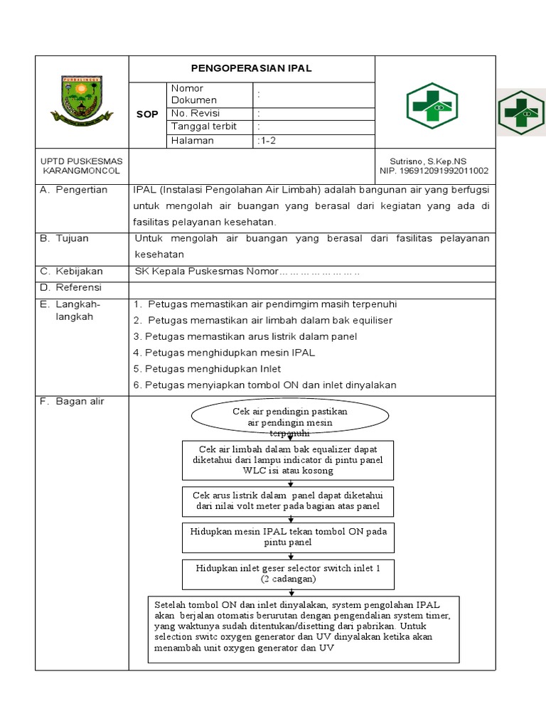 8.1.2.9 Sop Pemeliharaan Ipal | PDF