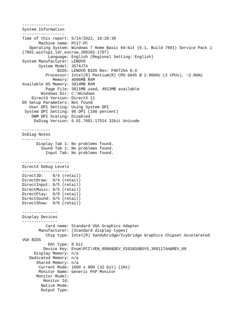 DX Diag | PDF | Codec | Device Driver