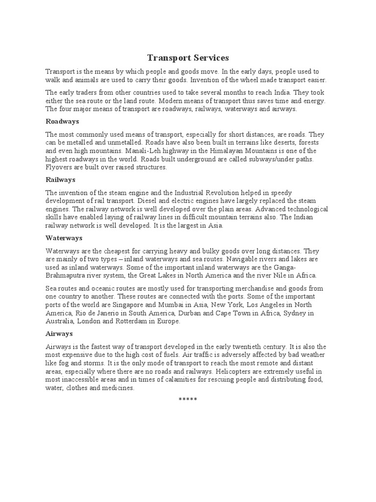 Transportation Notes | Download Free PDF | Transport | Rail Transport