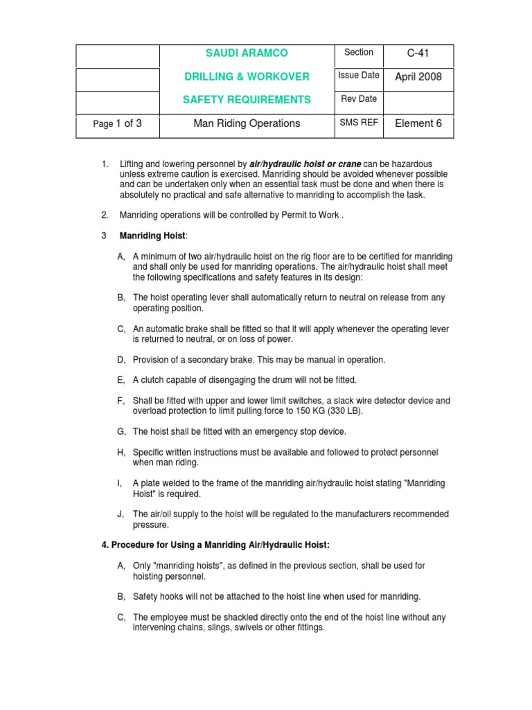 C-41 Aramco Man-Riding Operations | Download Free PDF | Crane (Machine ...