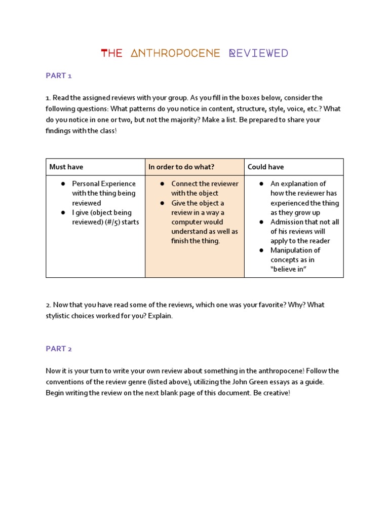 The Anthropocene Reviewed Assignment | PDF | Career & Growth