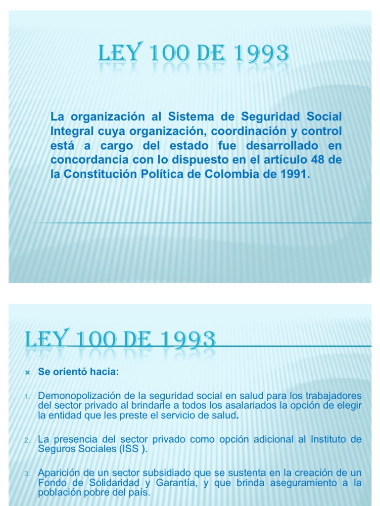 LEY 100 Diapositivas | PDF