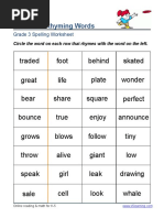 Grade 3 Rhyming Words 3 | PDF