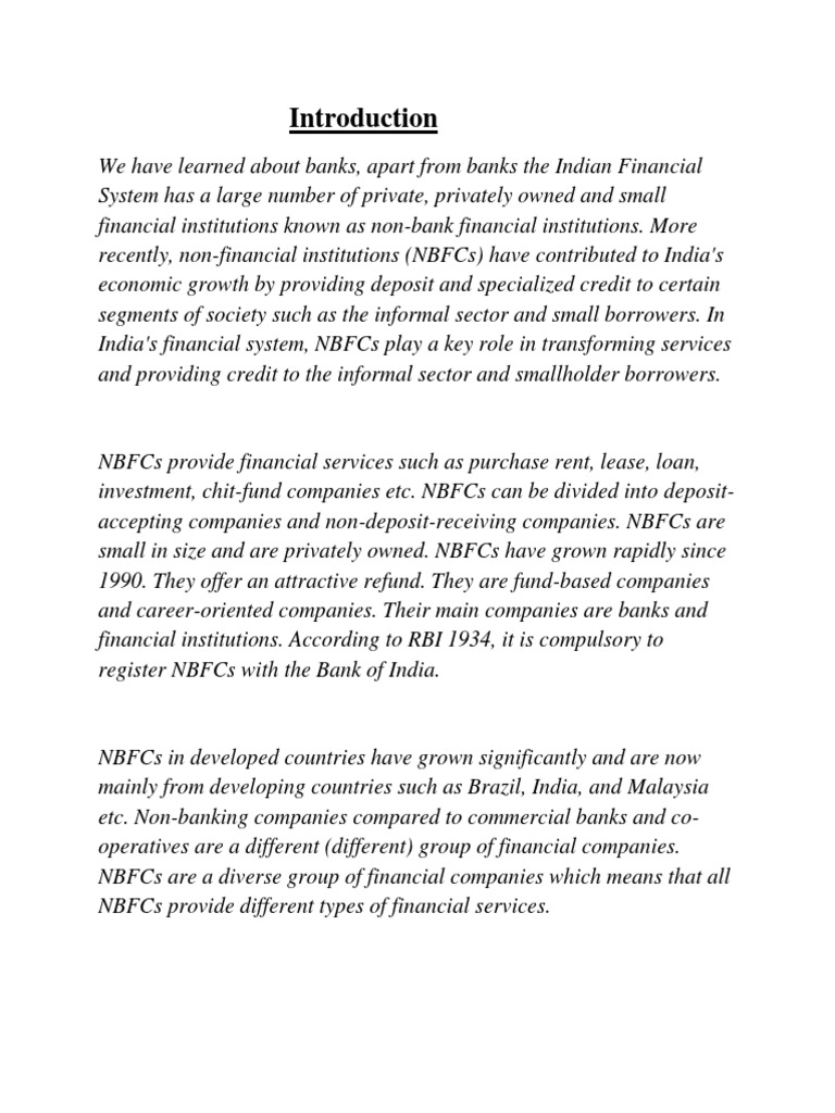 Dessertation Report On NBFC | PDF | Non Bank Financial Institution | Banks