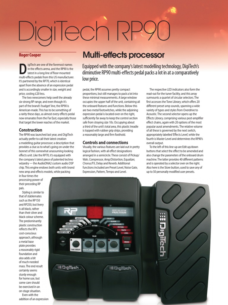 Digitech RP90 PM0508 | PDF | Audio Electronics | Music Technology