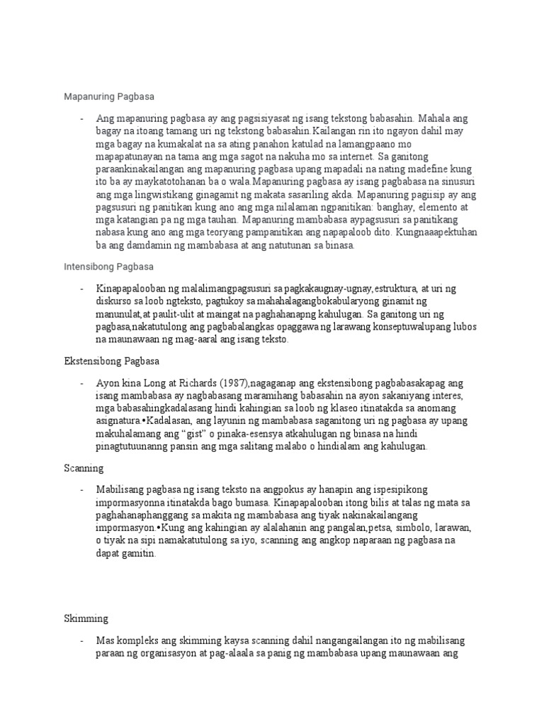 Mapanuring Pagbasa | PDF