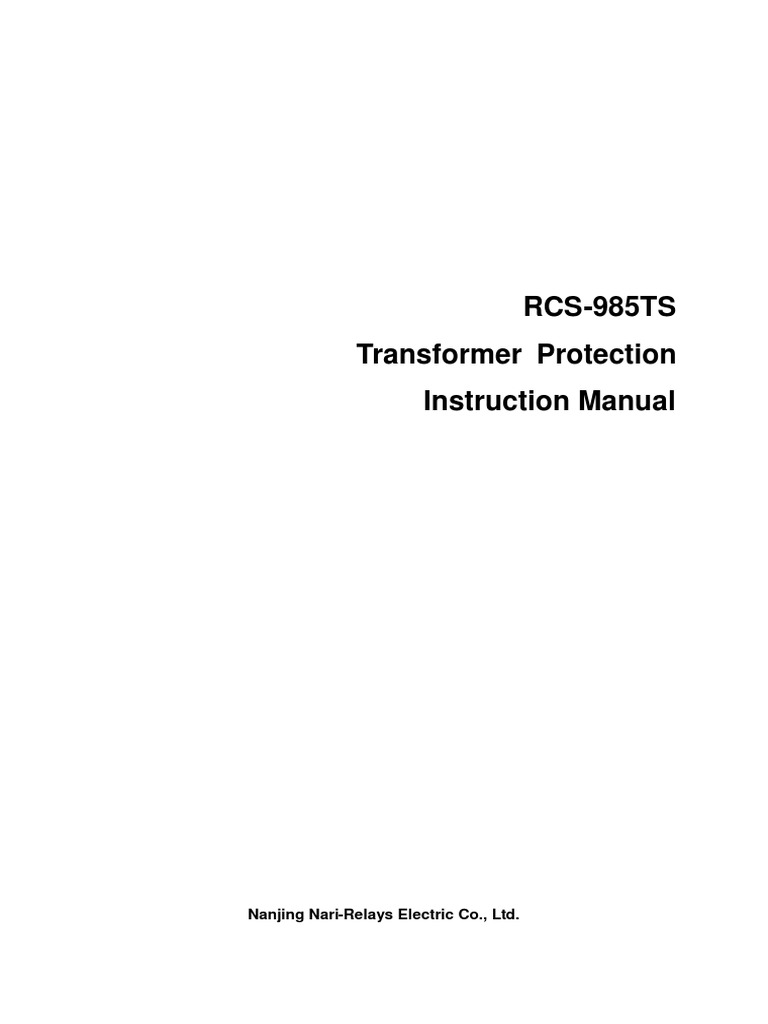 RCS-985TS Instruction Manual Standard V1.02 (En YJBH2008.0086.0003) | PDF | Relay | Power Supply