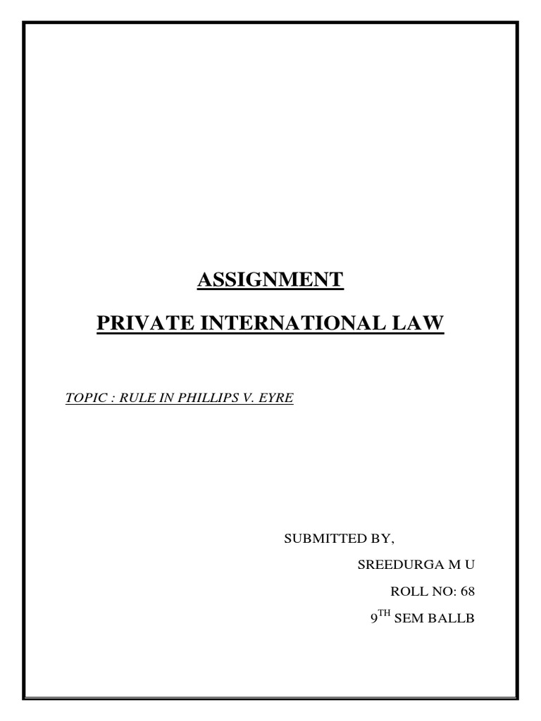 ASSIGNMENT Philip V Eyre | PDF | Choice Of Law | Justice