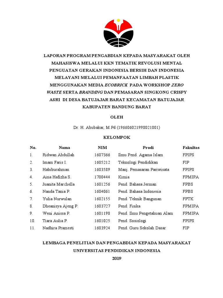 Laporan Program Pengabdian Kepada Masyarakat | PDF
