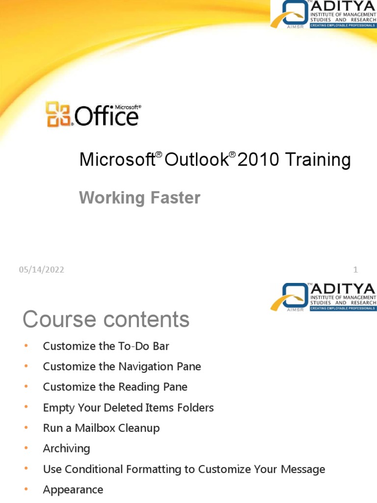 Microsoft Outlook Advanced Training | PDF | Microsoft Outlook ...