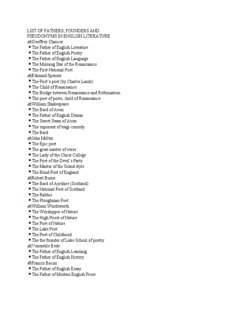 LIST OF FATHERS Gen Ed | PDF | Poetry | English Literature