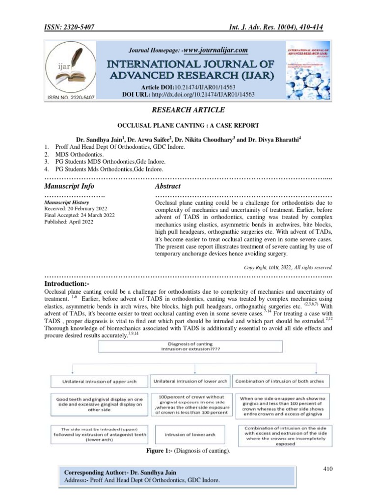 Occlusal Plane Canting: A Case Report | PDF | Orthodontics | Dental Anatomy