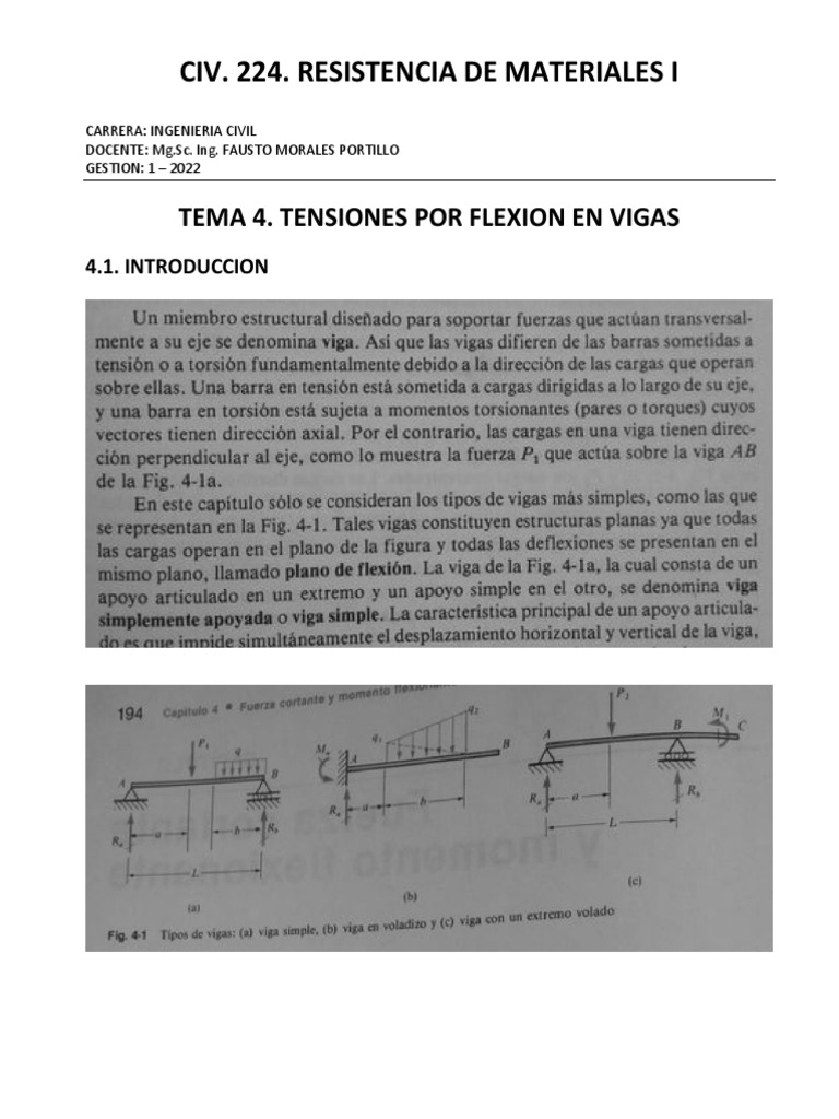 Tensión por Flexión en Vigás | PDF | Viga (Estructura) | Doblar