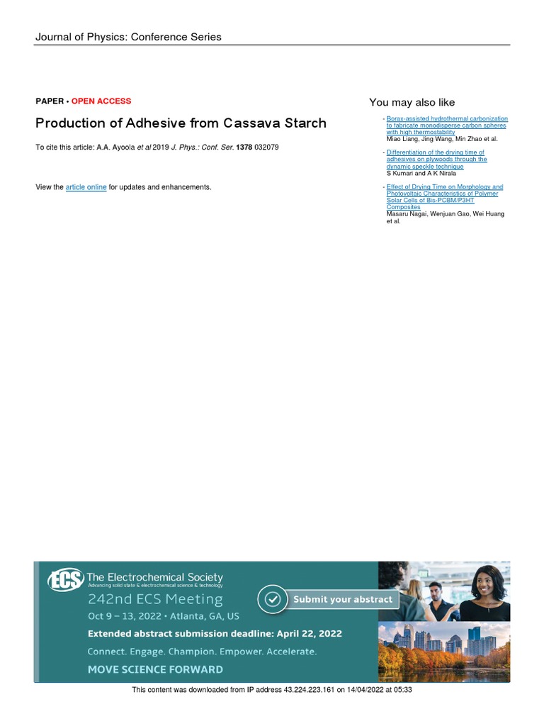 Cassava Starch Adhesive Production | PDF | Soil | Adhesive
