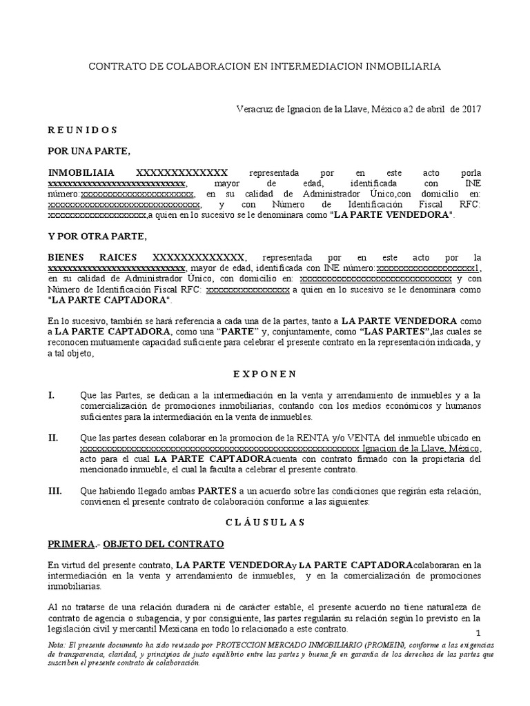 Contrato de Colaboracion Entre Inmobiliarias | PDF Contrato de Colaboracion Entre Inmobiliarias | PDF
