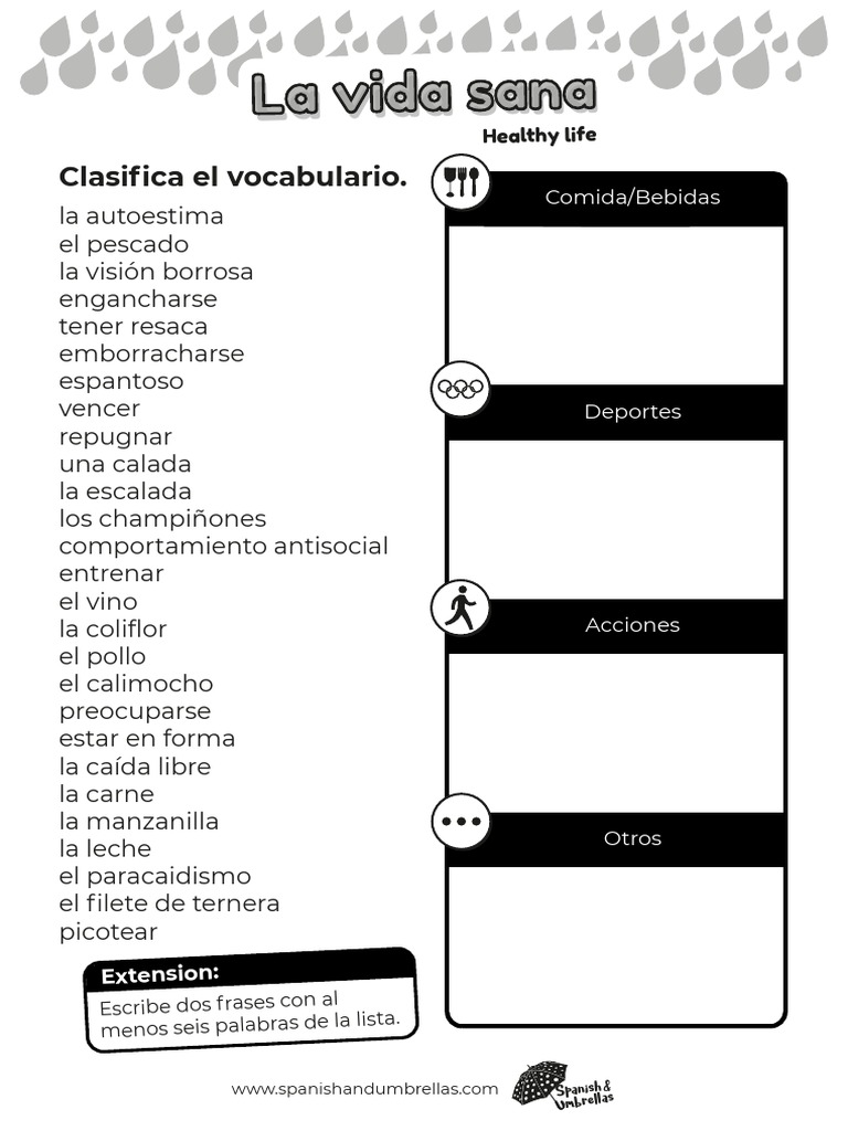 Vocabulario de Vida Sana y Hábitos | PDF | Salud y bienestar