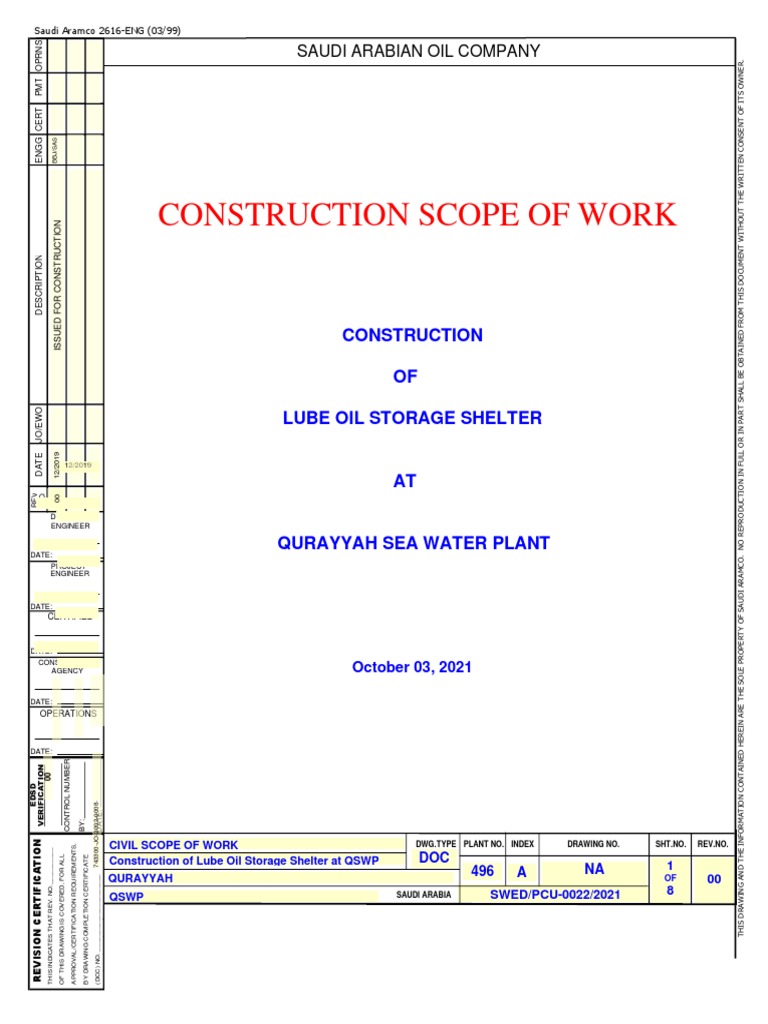 Lube Oil Shelter Construction Plan | PDF | Specification (Technical ...
