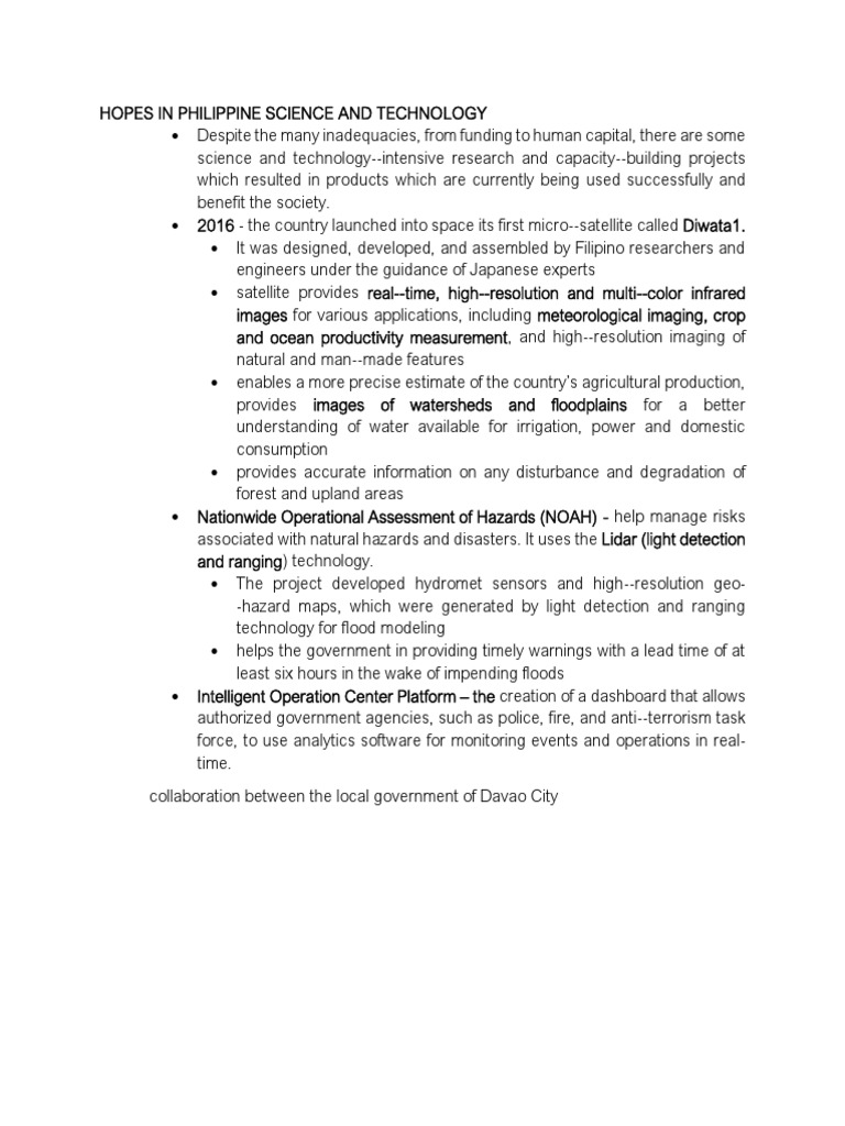 Hopes in The Philippine Science and Technology | PDF