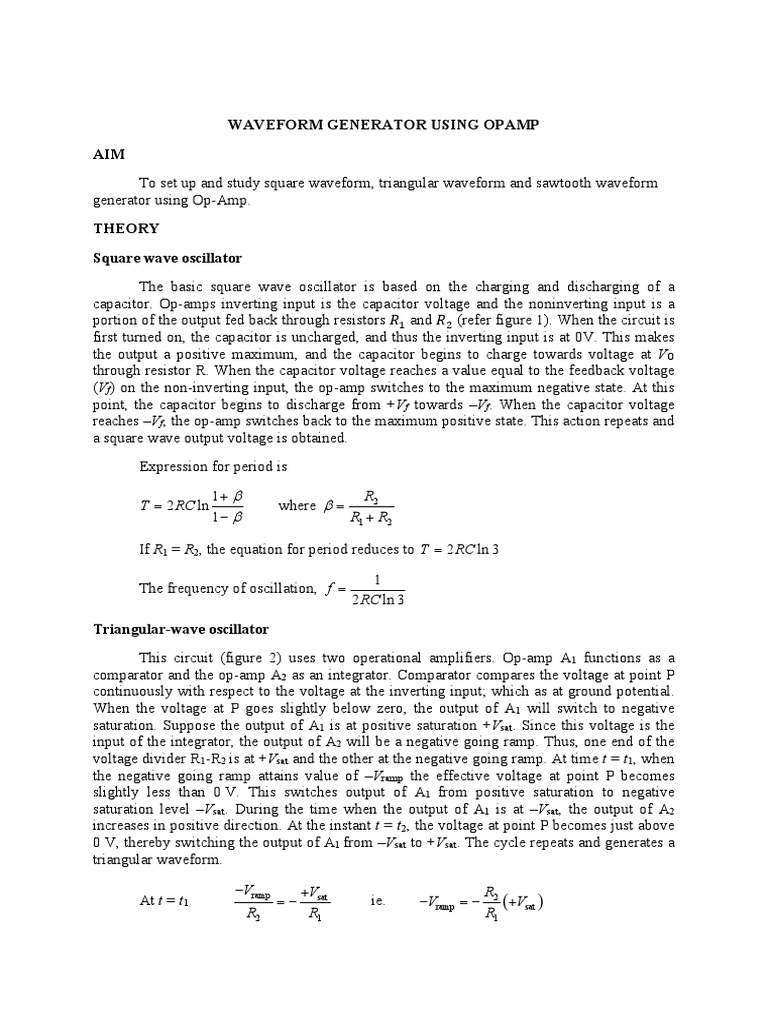 Waveform Generator Using OpAmp | PDF | Operational Amplifier ...