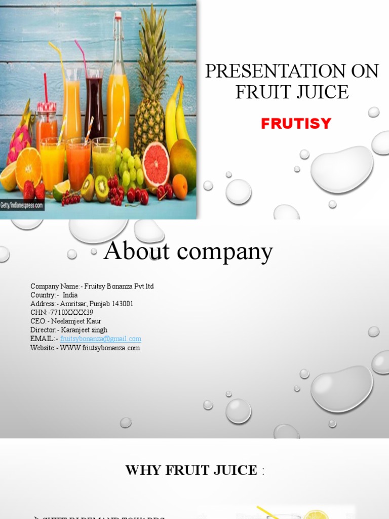 Presentation On Fruit Juice | PDF | Warehouse | Packaging And Labeling