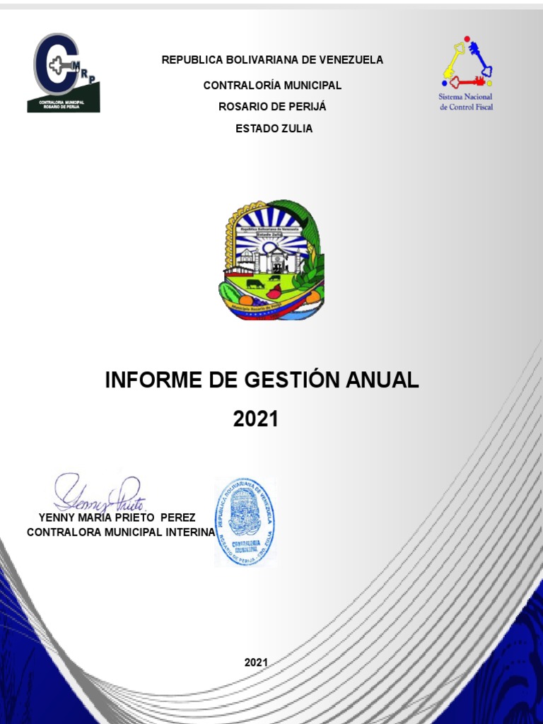 Informe de Gestion Anual 2021 - Contraloria Municipal Rosario de Perija - Zulia | PDF ...