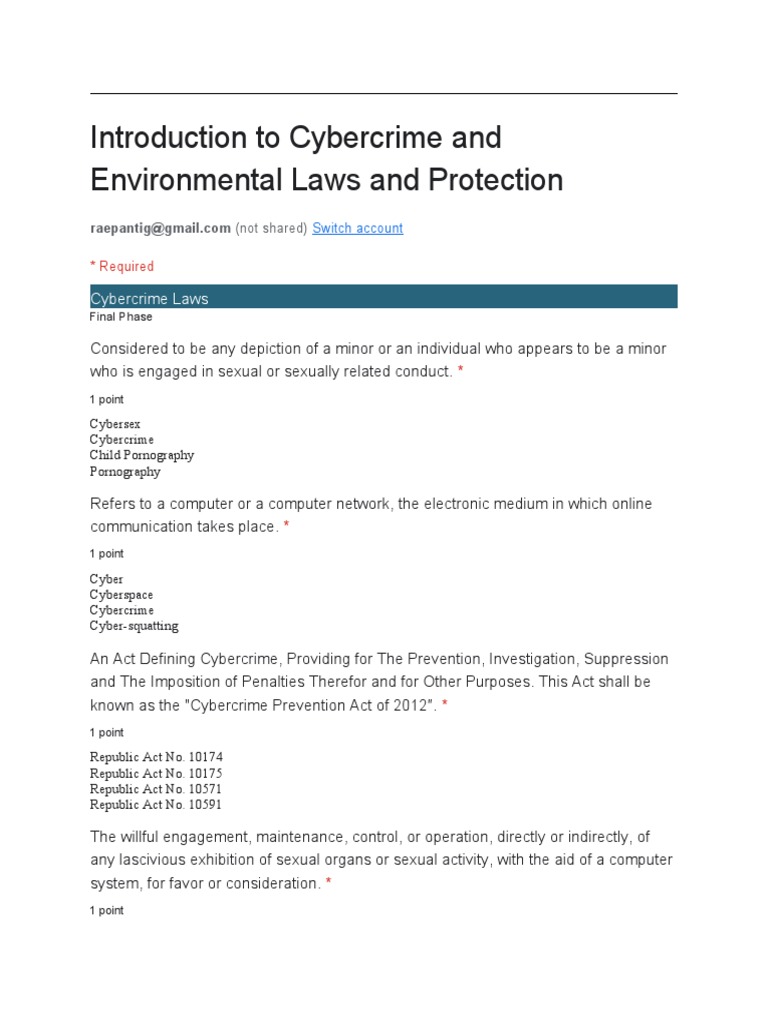 Introduction To Cybercrime and Environmental Laws and Protection | PDF ...
