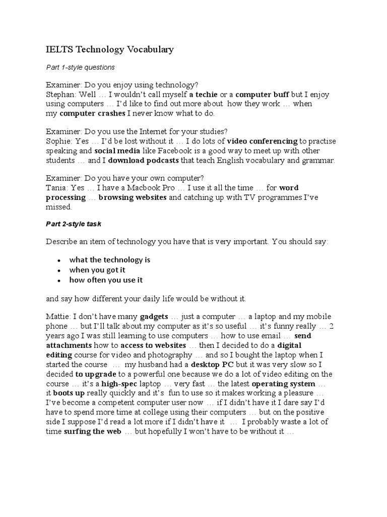 IELTS Technology Vocabulary | PDF | Websites | Internet