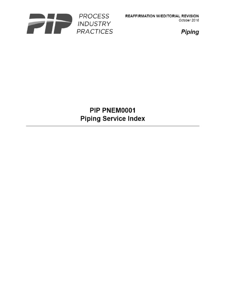 00 PIP PNEM0001 Piping Service Index | PDF