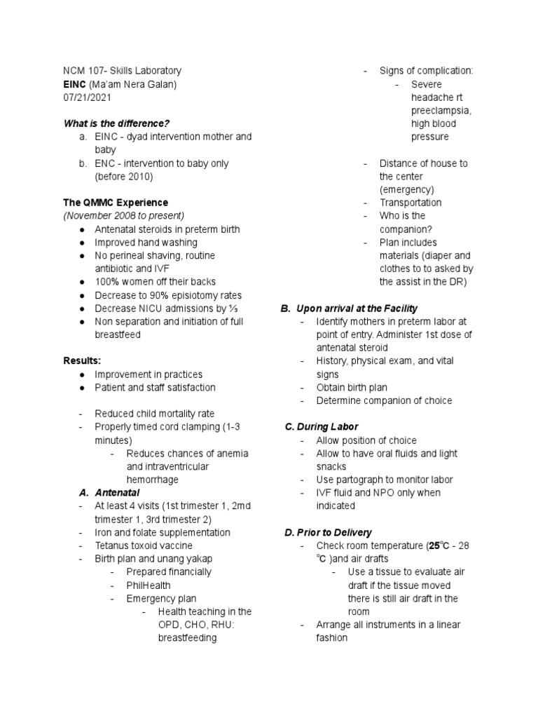 What Is The Difference?: EINC (Ma'am Nera Galan) | PDF | Childbirth | Pregnancy
