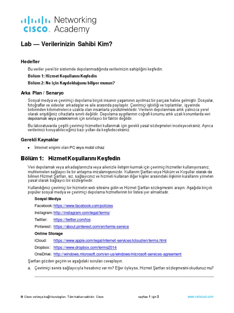 3.1.2.5 Lab - Who Owns Your Data | PDF