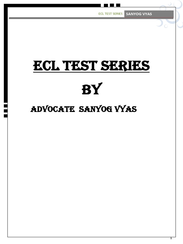 Ecl Test Series BY: Advocate Sanyog Vyas | Download Free PDF | Reserve ...