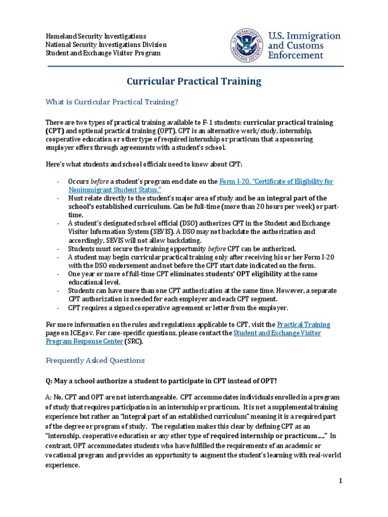 What Is Curricular Practical Training? | Download Free PDF | The United ...