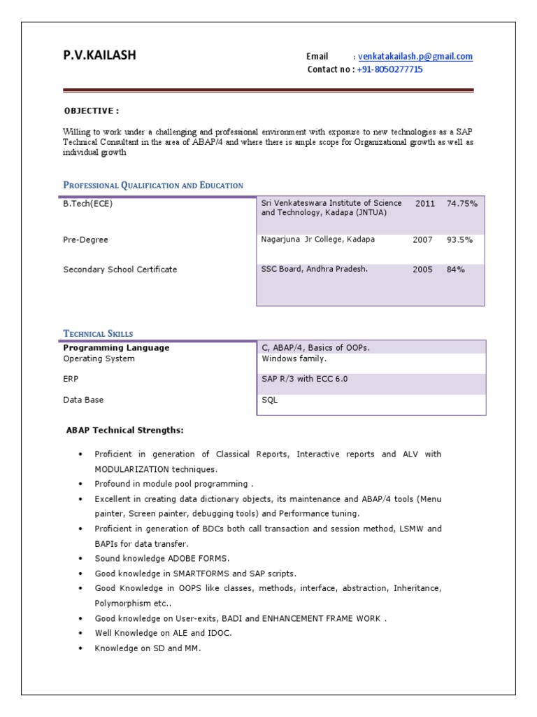 Kailash PV Resume | PDF | Information Age | Computer Programming