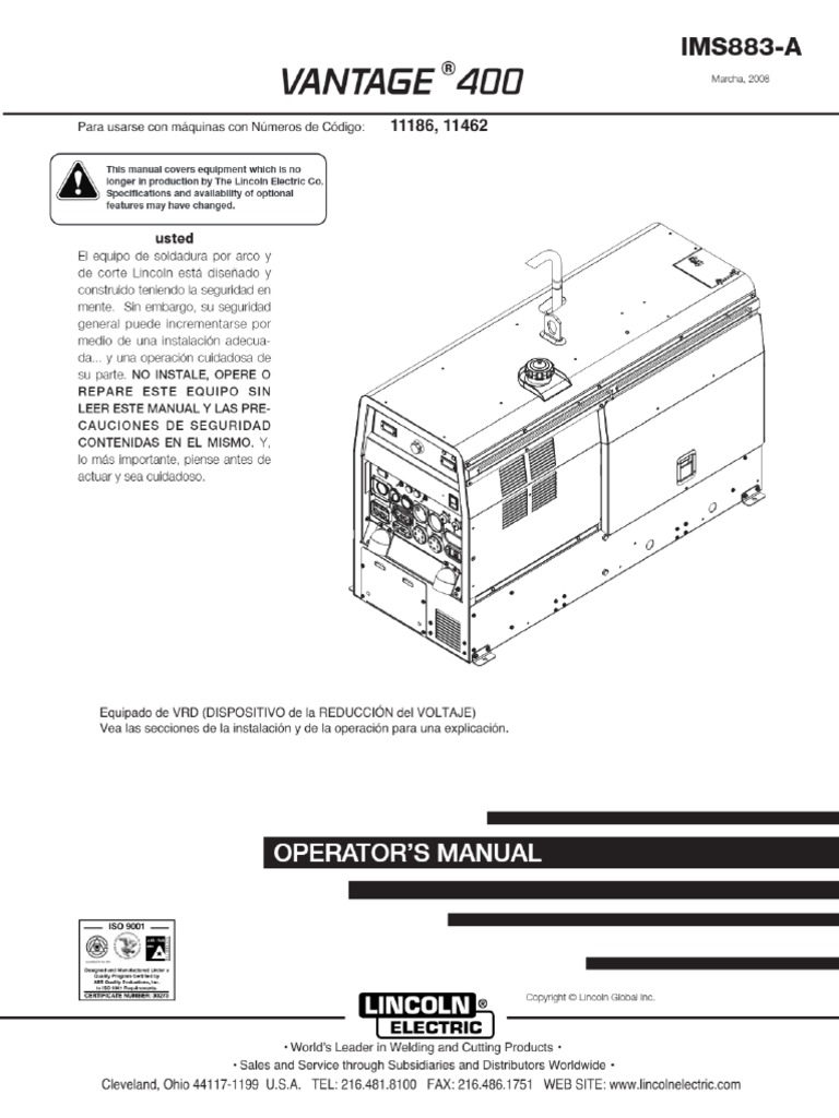 Vantage 400 - Lincoln Electric | PDF