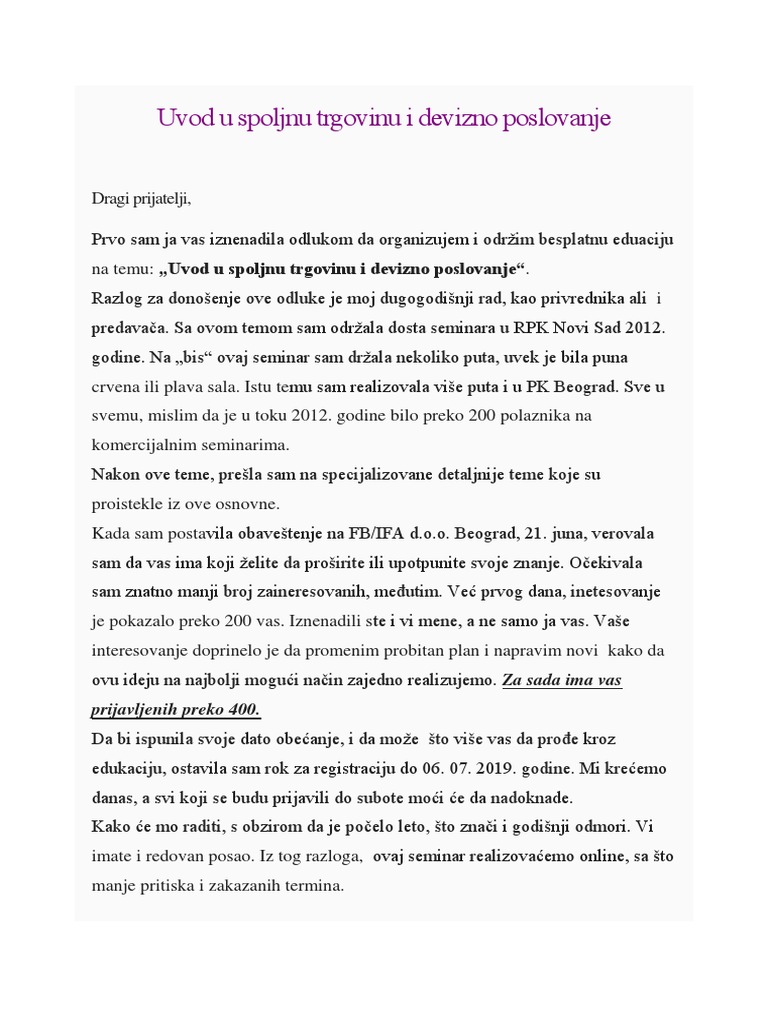 Uvod U Spoljnu Trgovinu I Devizno Poslovanje | PDF