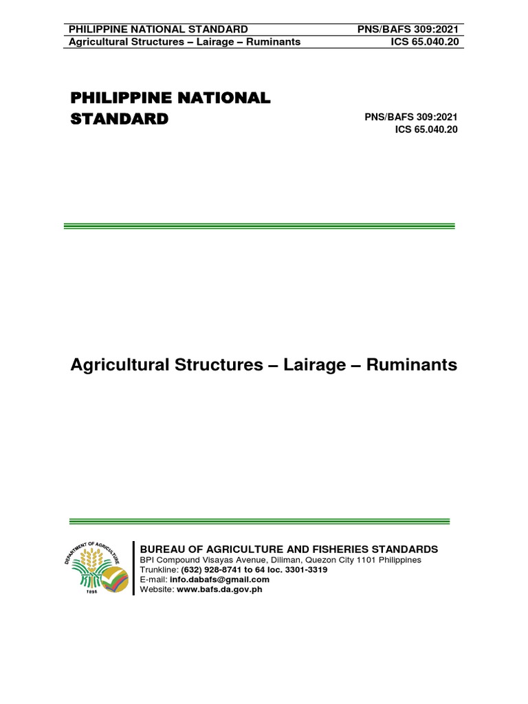 Philippine National Standard: Agricultural Structures - Lairage ...