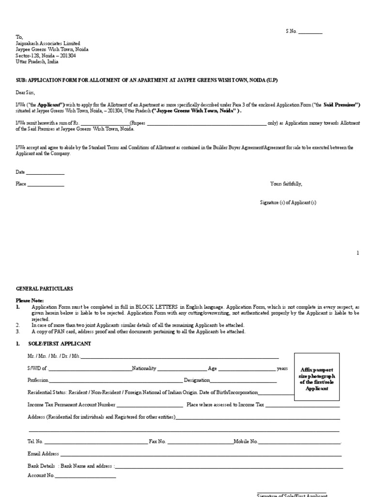 JAL Application Form RERA | PDF | Payments
