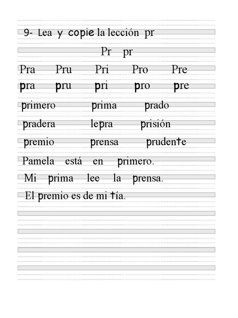 Lección de la letra pr para niños | PDF