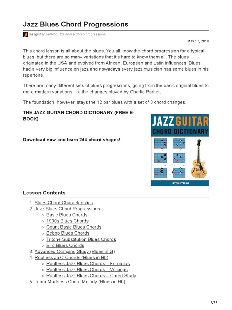 Jazz-Blues Chord Progressions | PDF | Chord (Music) | Jazz