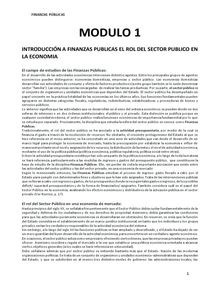 Modulo 1 Finanzas Publicass | PDF | Bienes | Exterioridad