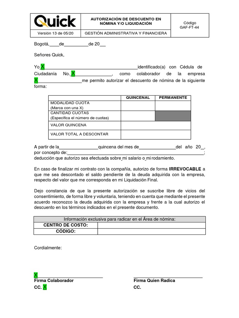 Formato de Descuento | PDF