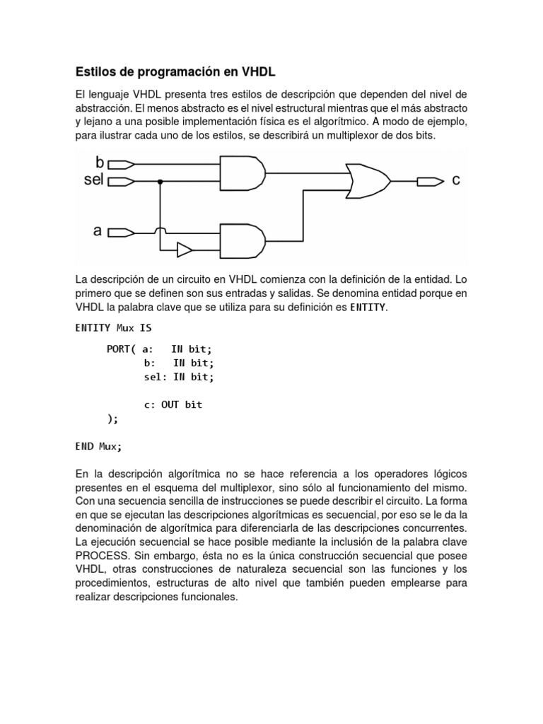 Estilos de Programación en VHDL | PDF | Vhdl | Informática