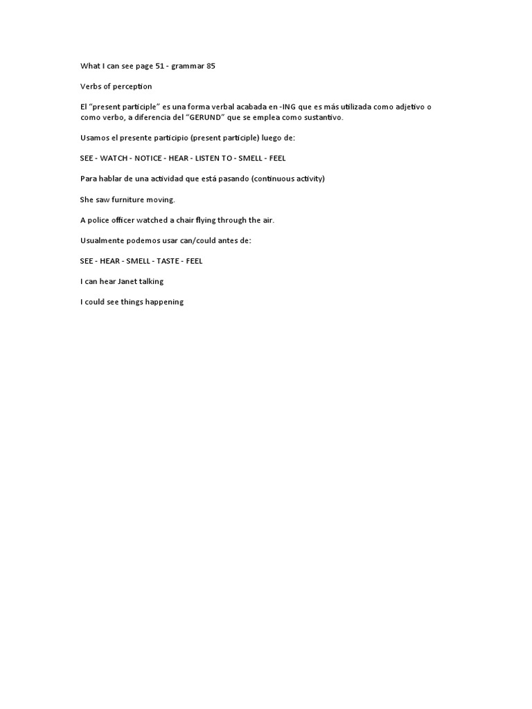 1 Verbs of Perception 2do BGU | PDF